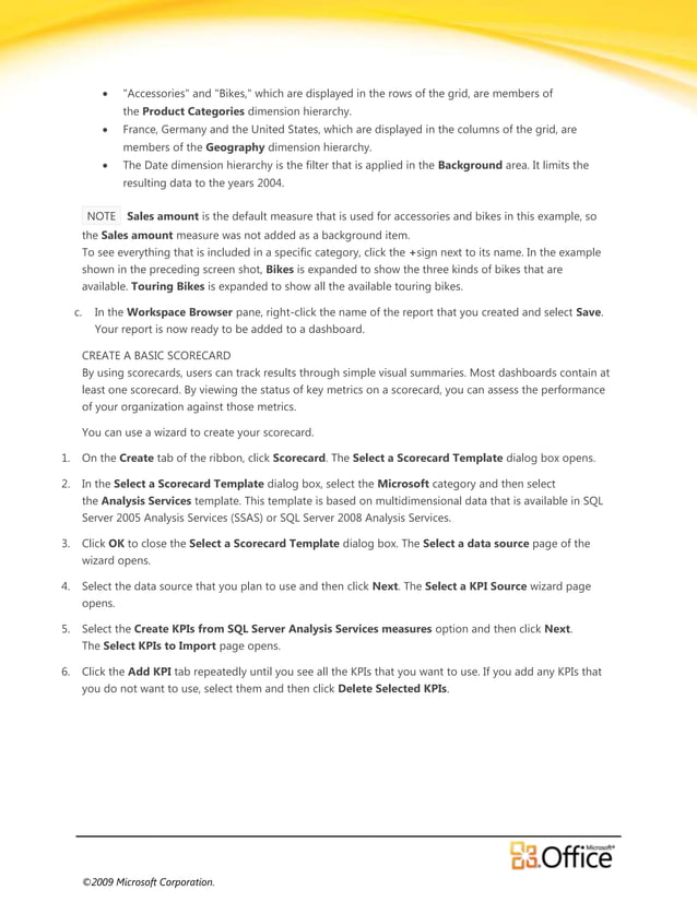 Create a basic performance point dashboard epc | PDF