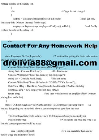 Create a C# applicationYou are to create a class object called “Em.pdf