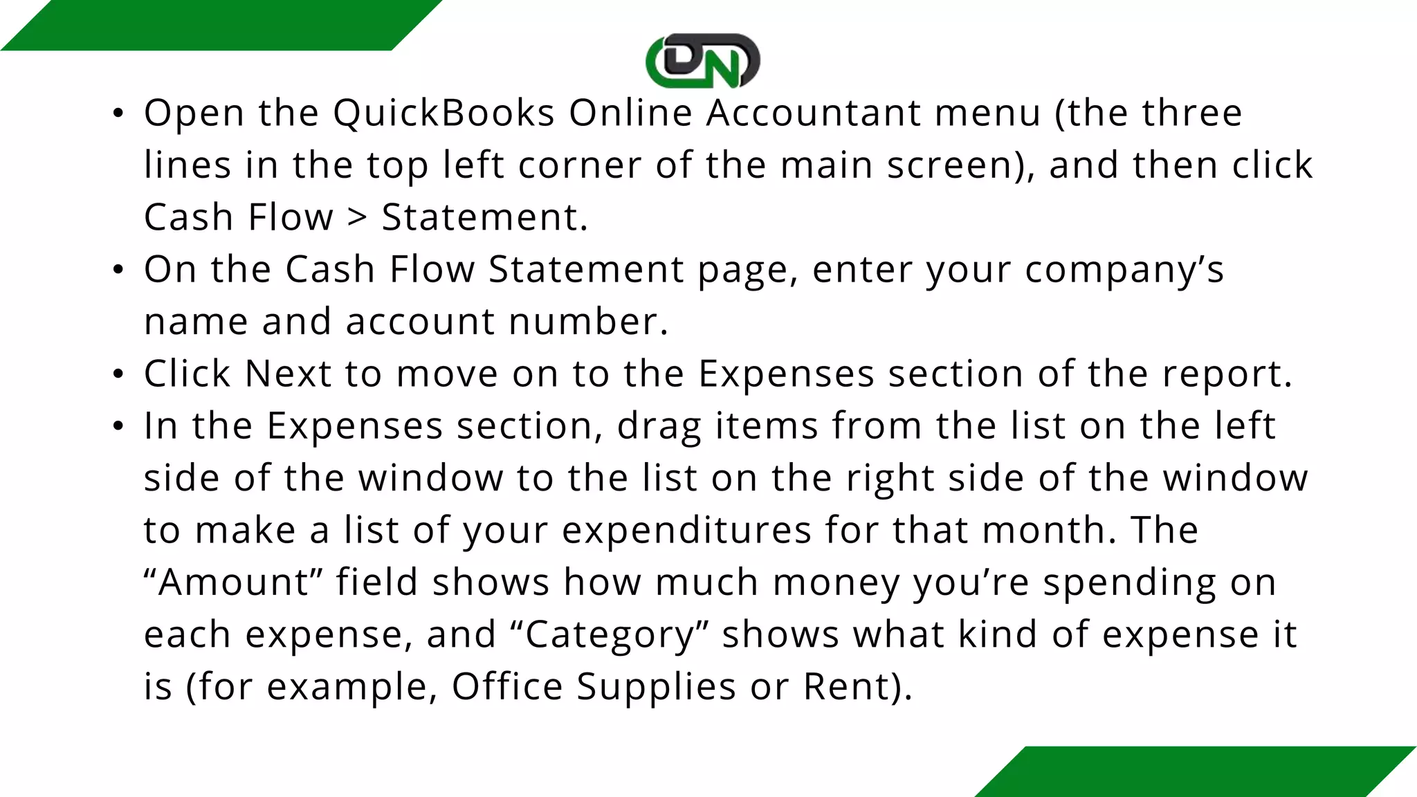 Create a Cash Flow Statement in QuickBooks Online | PPTX
