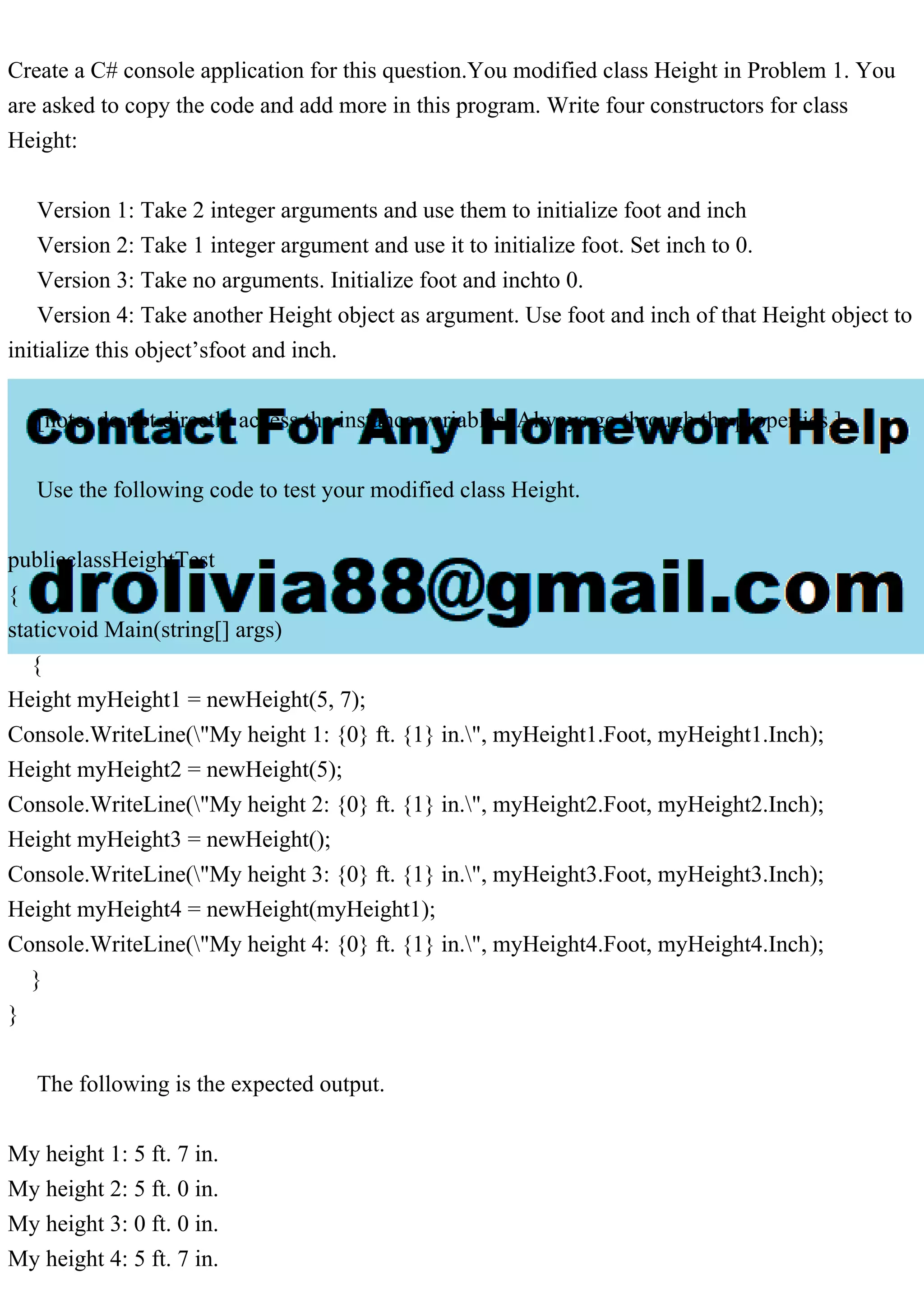 Create A C Console Application For This Question You Modified Class Pdf