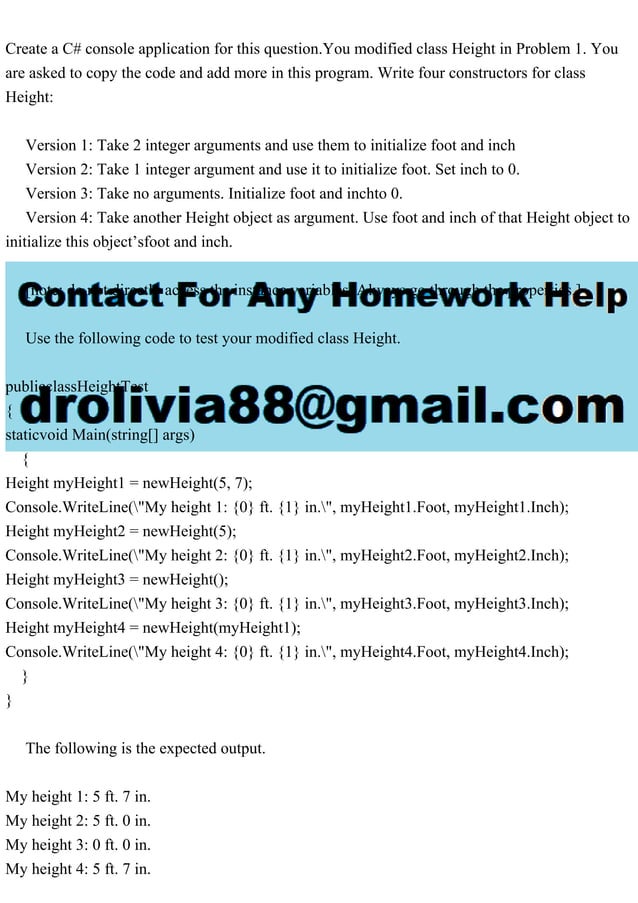 Create A C Console Application For This Questionyou Modified Class