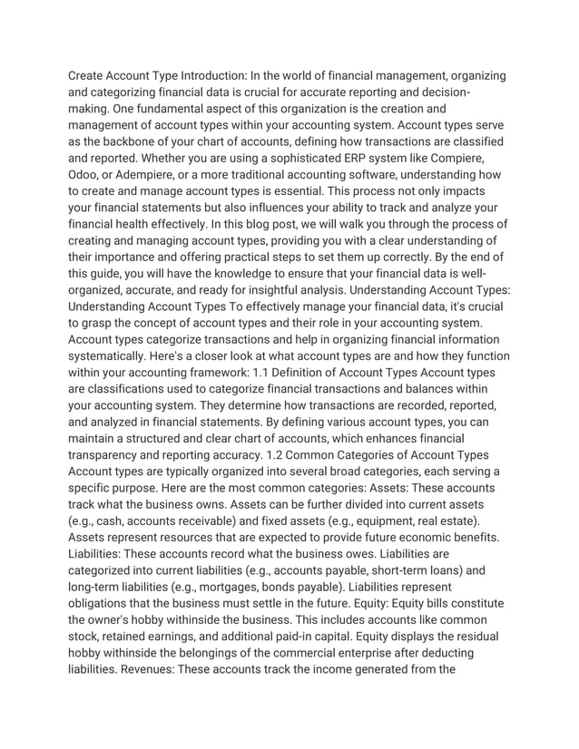 Creating and Configuring Account Types in Your System | PDF