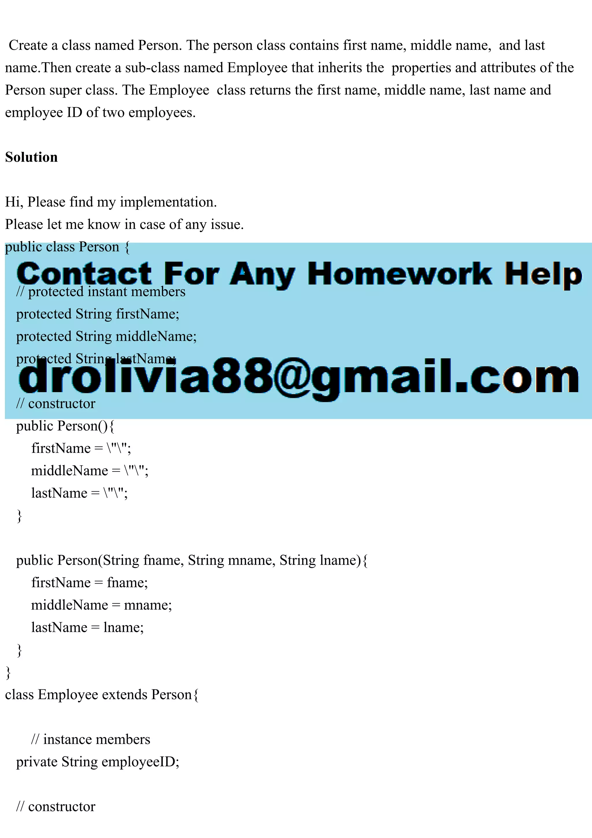 Create A Class Named Person The Person Class Contains First Name Pdf 0773