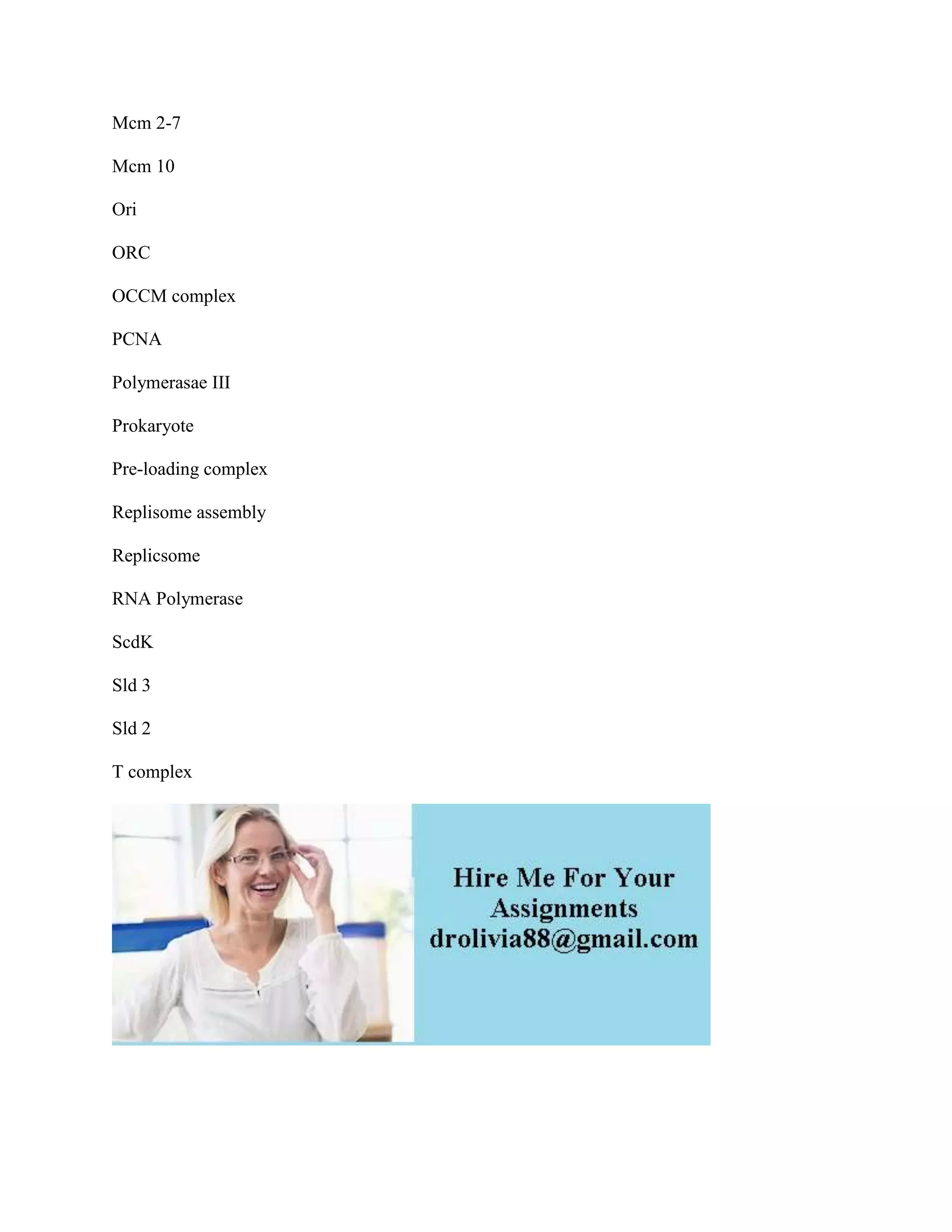 Create a concept map for the following Cdc45 Cdc6 Cdt1 Clamp Clam.docx