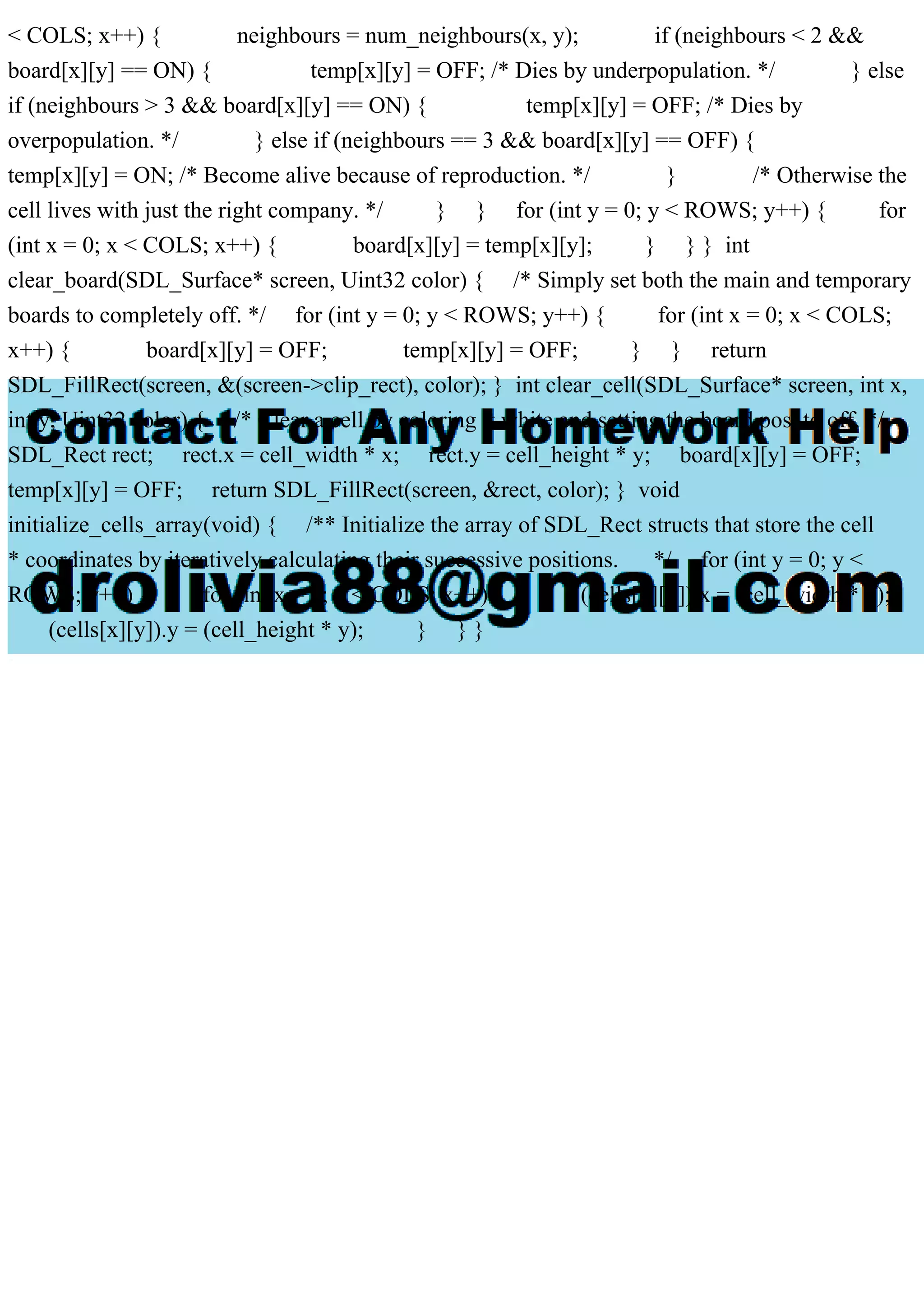 Create a C program that implements The Game of Life cellular auto.pdf