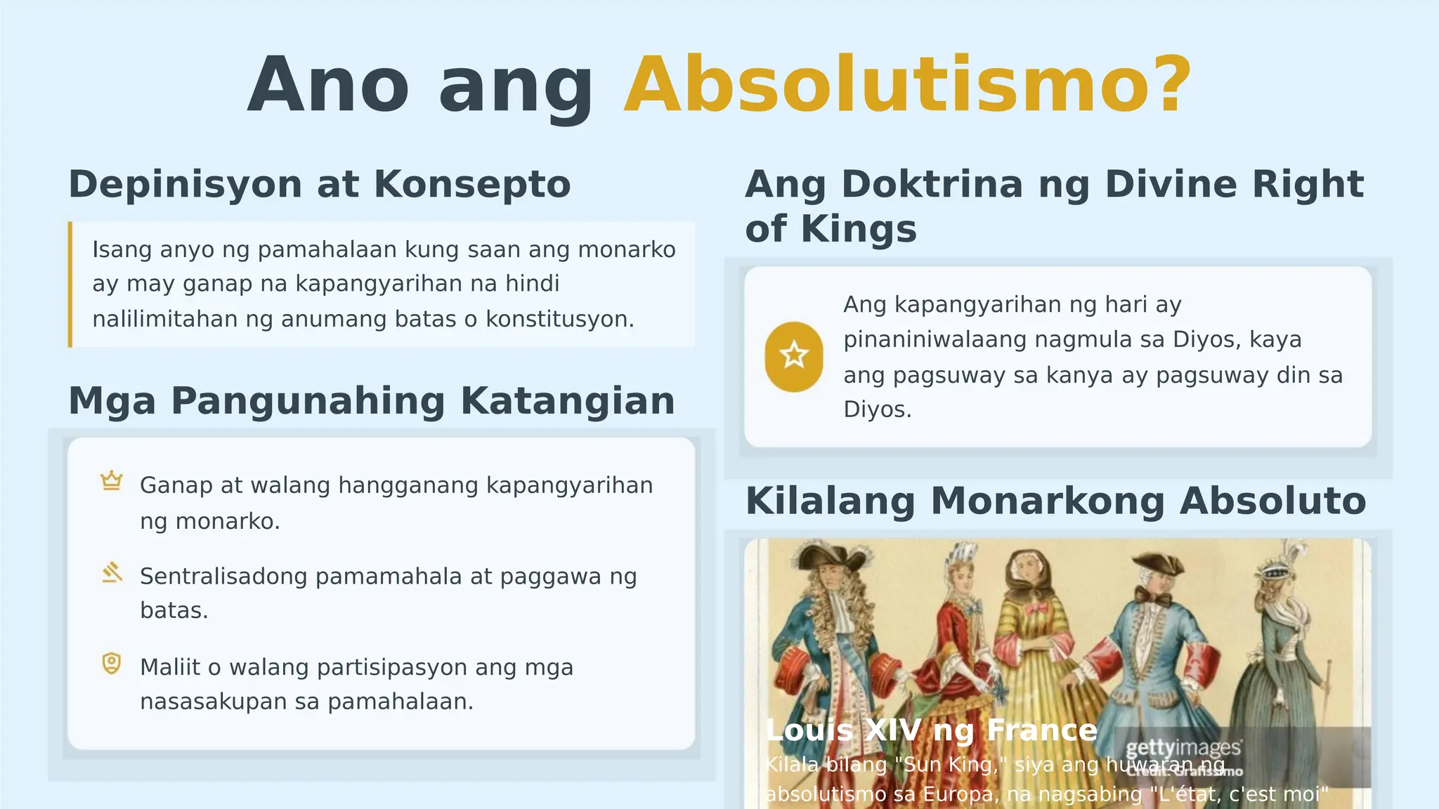 Create a detailed PowerPoint on Absolutism, Liberalism, and ...