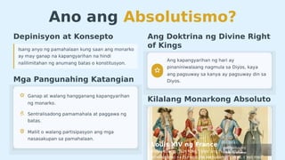 Create a detailed PowerPoint on Absolutism, Liberalism, and ...