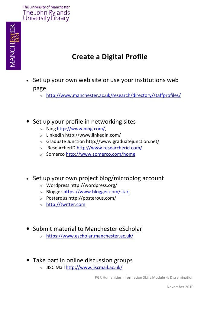 Create a digital profile handout