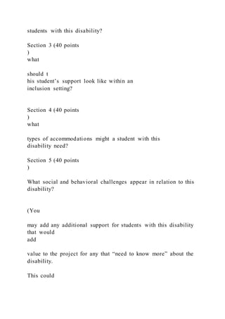 Create a Disability Cheat Sheet to deliver to teachers at the begi | DOCX