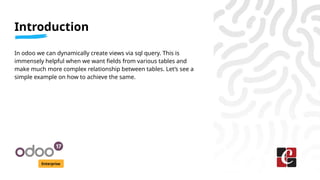Create a Dynamic Pivot Graph View in Odoo 17 | PPTX | Databases | Computer Software and Applications