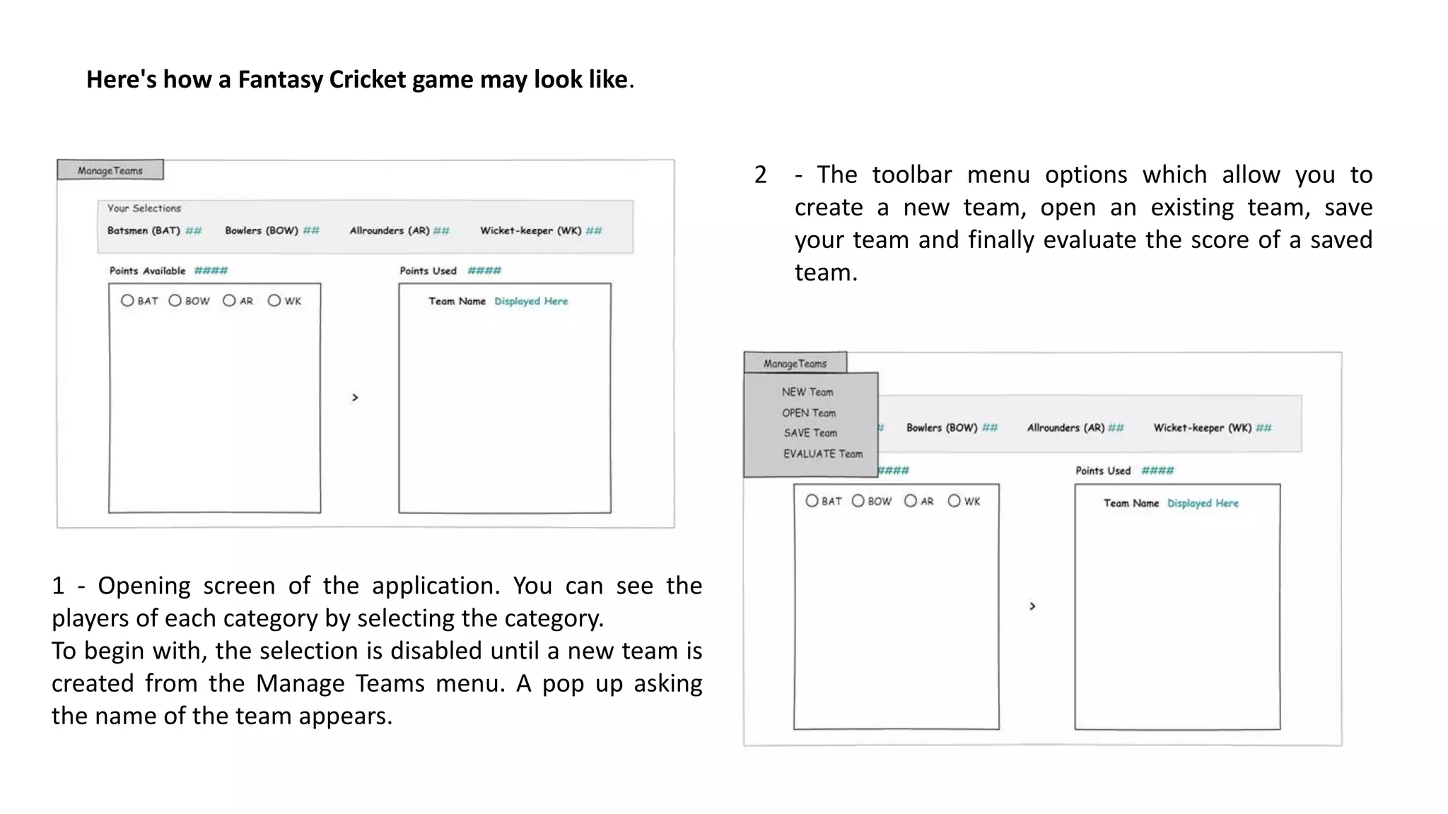 Create a fantasy cricket game in python.ppt
