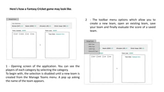 Create a fantasy cricket game in python.ppt
