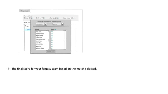 Create a fantasy cricket game in python.ppt