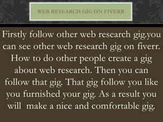 Create a gig on web research | PPT