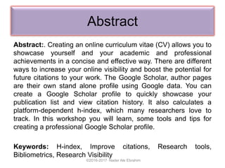 Create a Google Scholar Profile to Increase Research Visibility | PDF