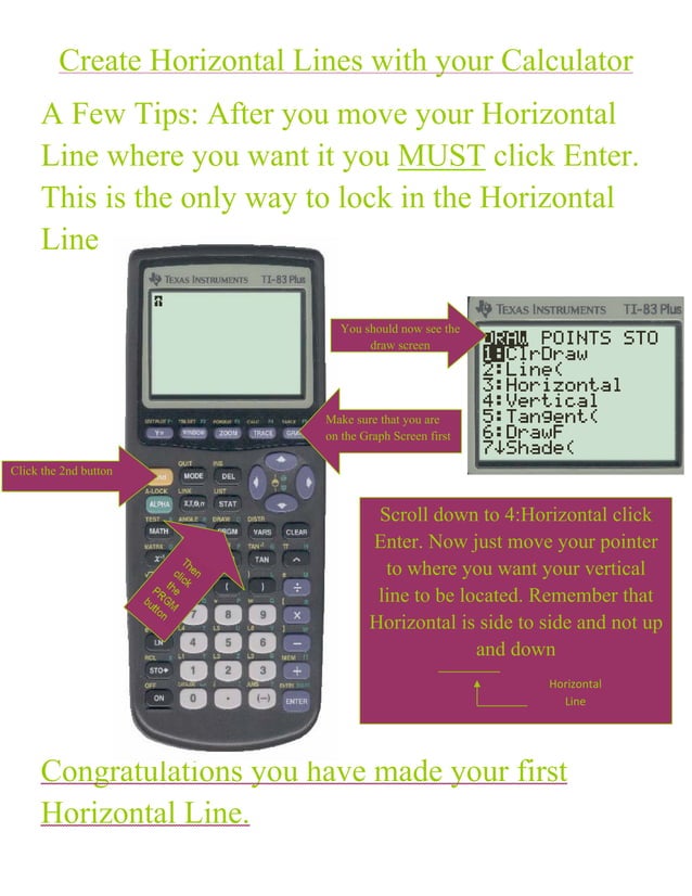 Create A Horizontal Line Using Your Graphing Calculator | PDF ...