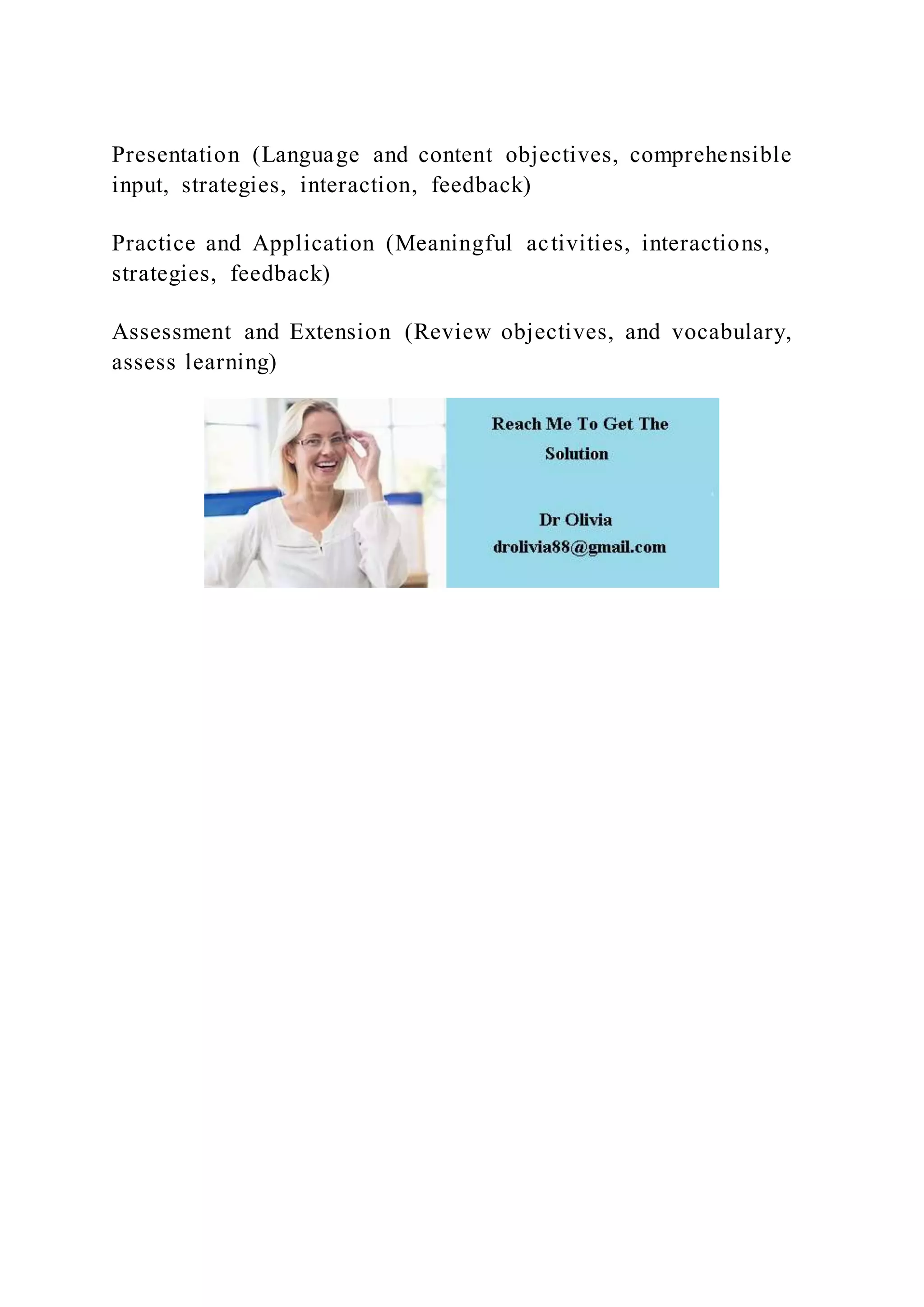 Create a lesson plan that integrates language objectives, conten | PDF