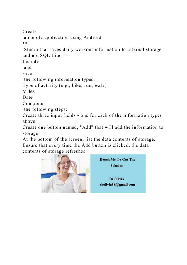 Create a mobile application using Android™ Studio that saves d.docx | Data Storage and ...