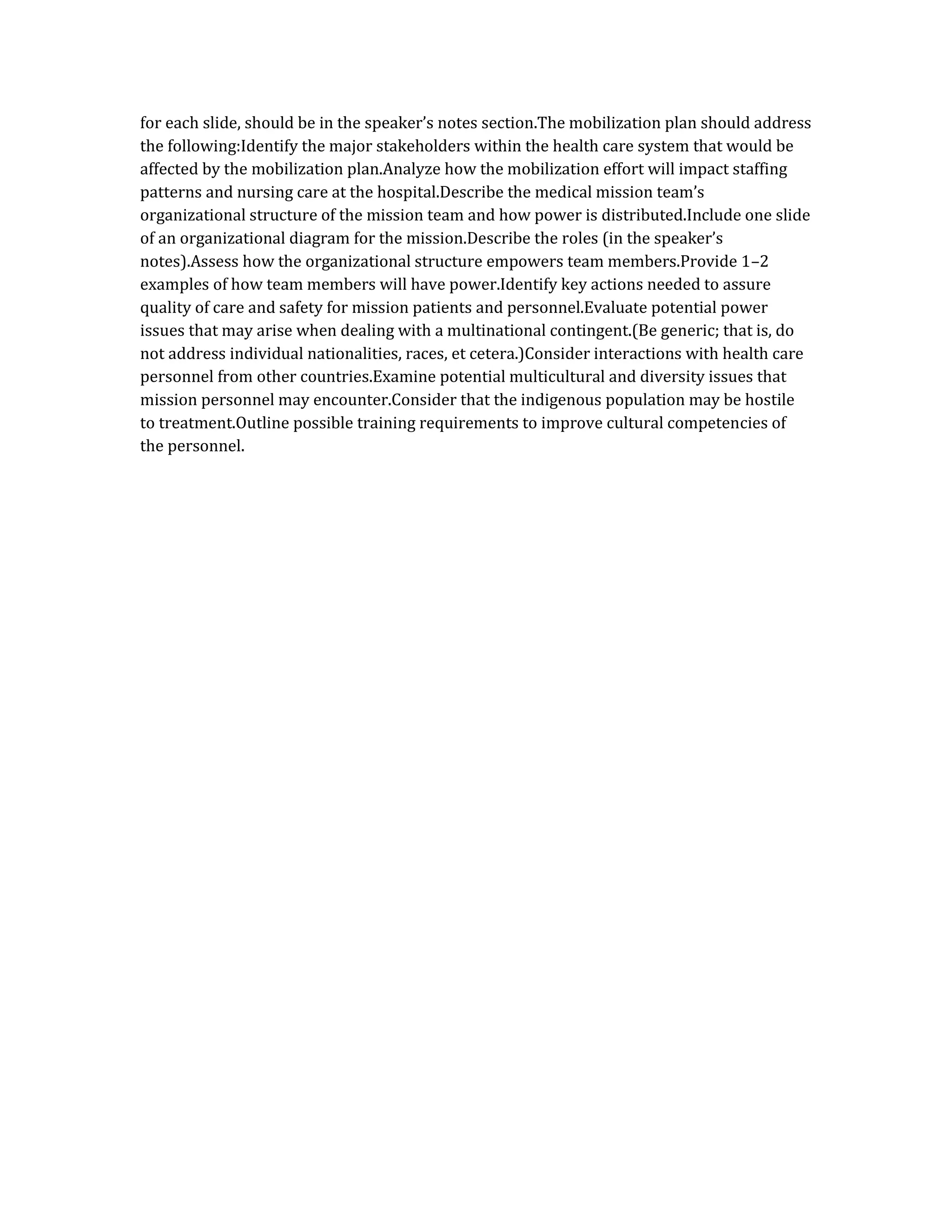 Create a mobilization plan PowerPoint by your health care organization.docx