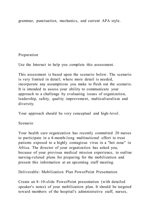 Create an 8–10-slide mobilization plan PowerPoint presentation ( | DOCX