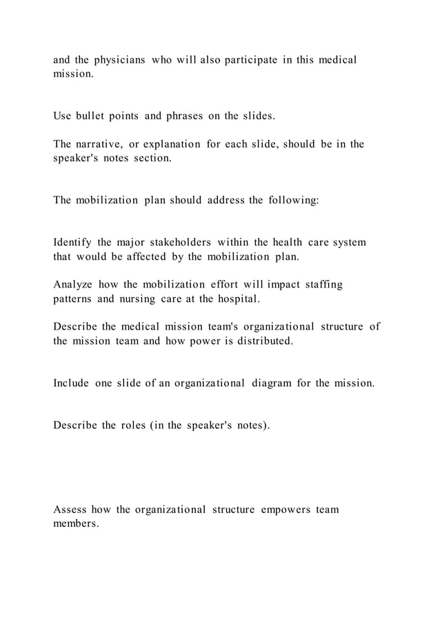 Create an 8–10-slide mobilization plan PowerPoint presentation ( | PDF