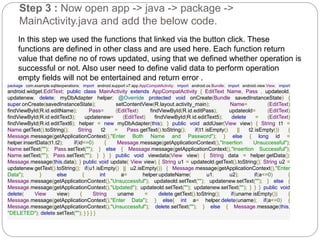 Create an android app for database creation using.pptx | Databases | Computer Software and ...