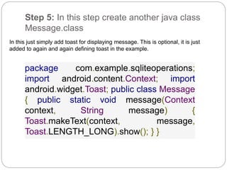 Create an android app for database creation using.pptx