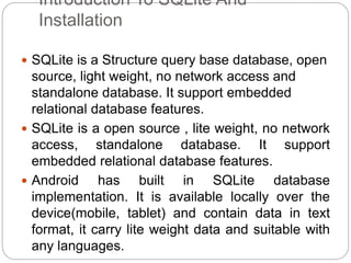 Create an android app for database creation using.pptx | Databases ...