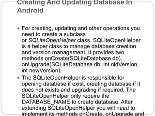 Create an android app for database creation using.pptx