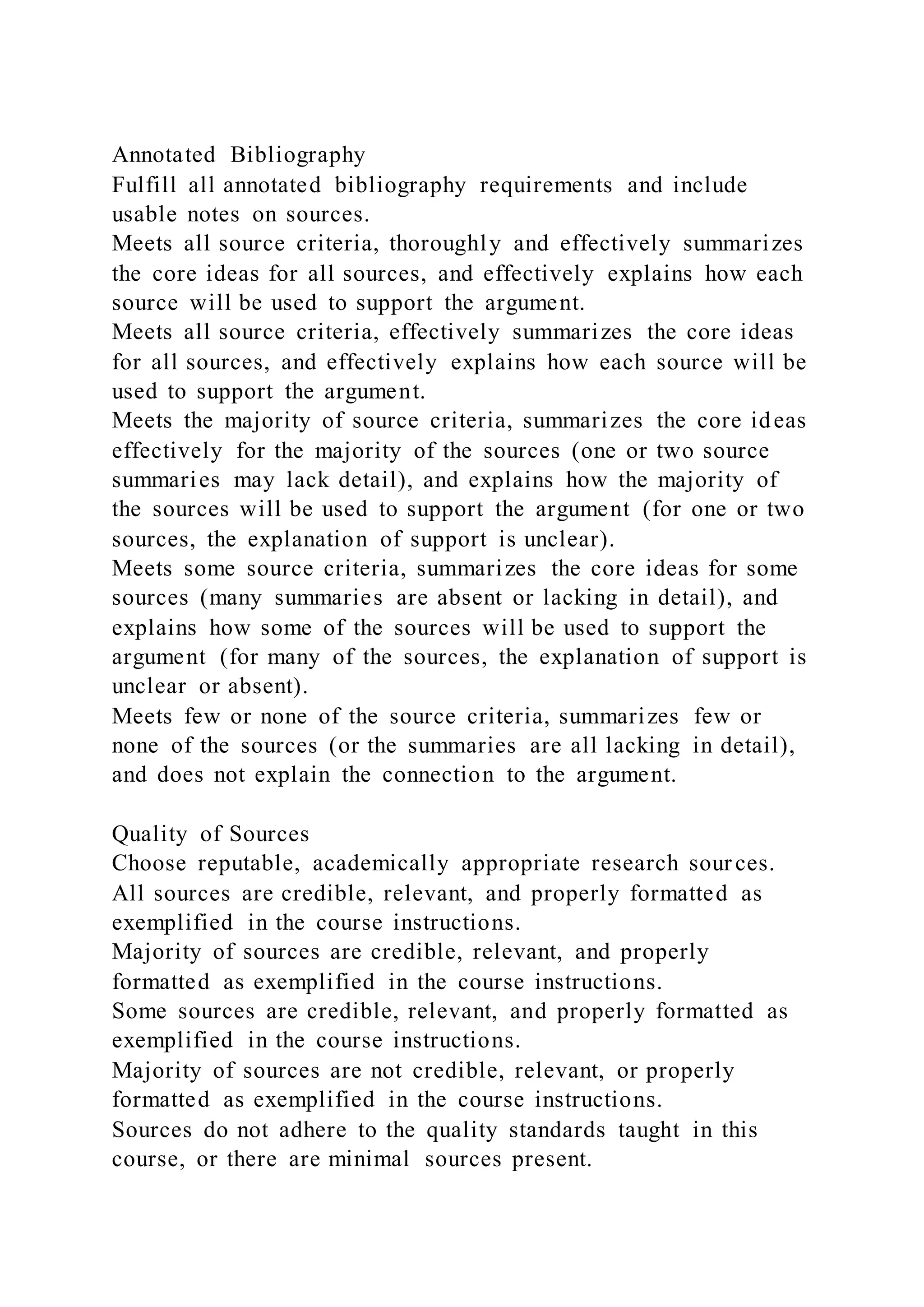 Create an annotated bibliography assignment using your research q | DOCX