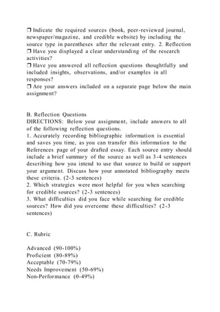 Create an annotated bibliography assignment using your research q | DOCX