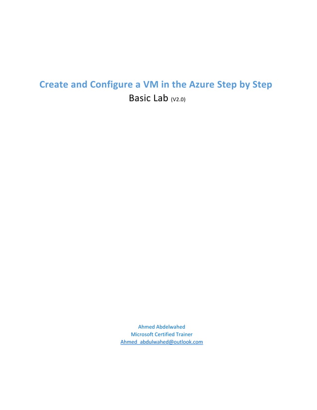 Create and Configure Windows Server 2016 VM in the Azure Step by Step | PDF
