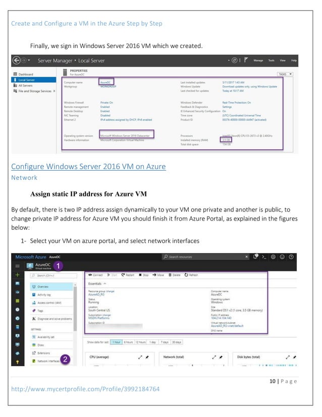Create and Configure Windows Server 2016 VM in the Azure Step by Step | PDF