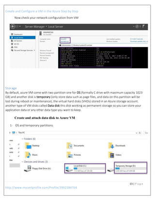 Create and Configure Windows Server 2016 VM in the Azure Step by Step | PDF