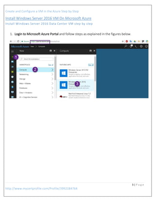 Create and Configure Windows Server 2016 VM in the Azure Step by Step | PDF