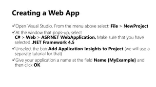 Create and manage a web application on Azure (step to step tutorial) | PDF