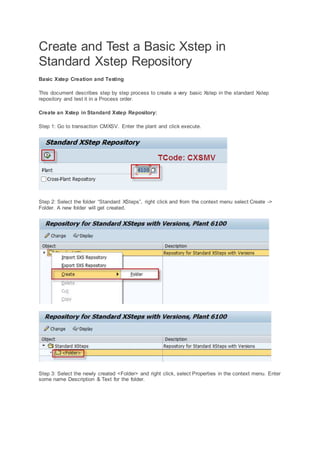 Create and test a basic xstep in standard xstep repository | DOCX