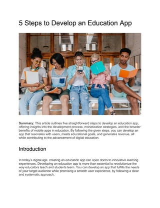 5 Steps to Develop an Education App: Guide | PDF