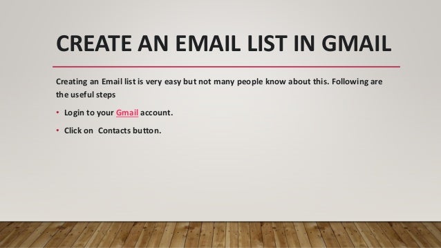 Create An Email List In Gmail | PDF