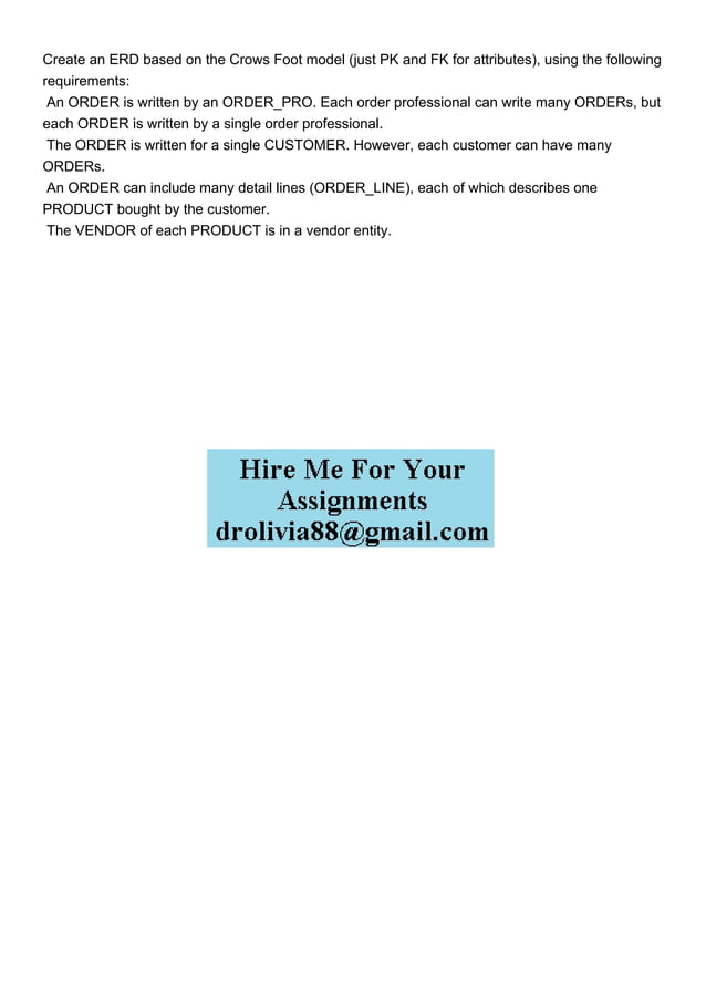 Create an ERD based on the Crows Foot model just PK and FK.pdf | Databases | Computer Software ...