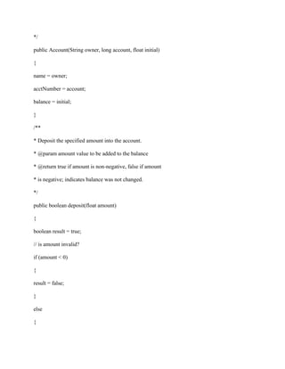 Create a new Java project and add the Account class into the source co.pdf