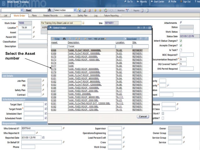 Create a new work order in Ibm Maximo