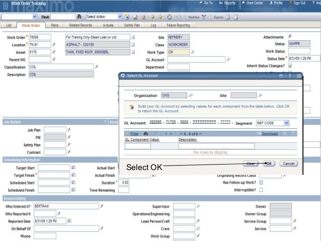 Create a new work order in Ibm Maximo