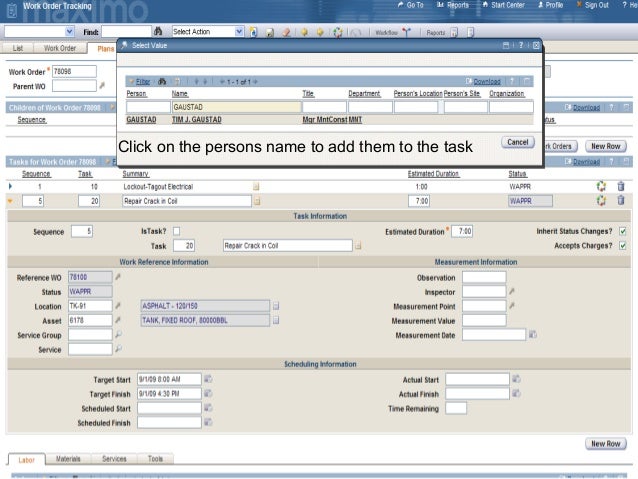 Create a new work order in Ibm Maximo