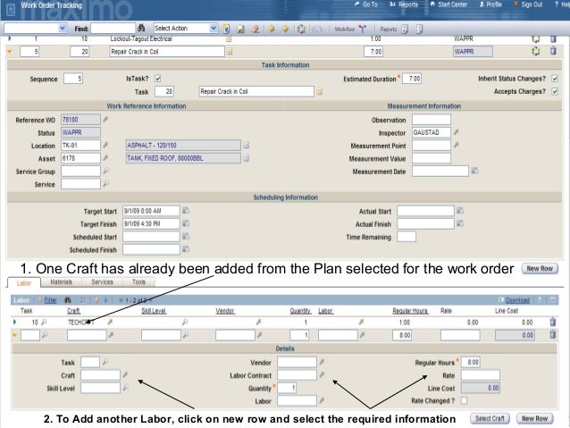 Create a new work order in Ibm Maximo