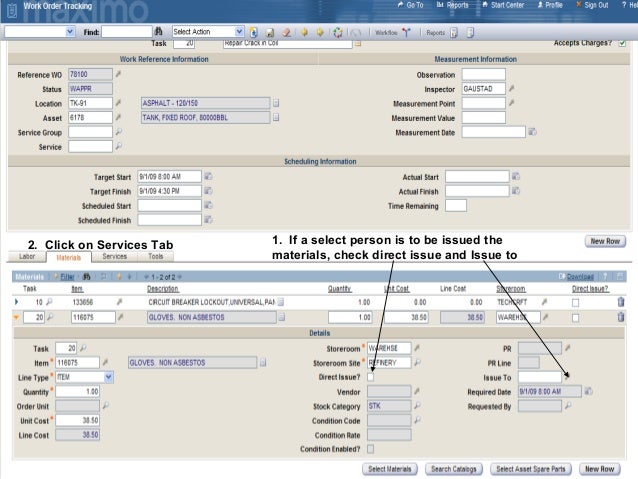 Create a new work order in Ibm Maximo