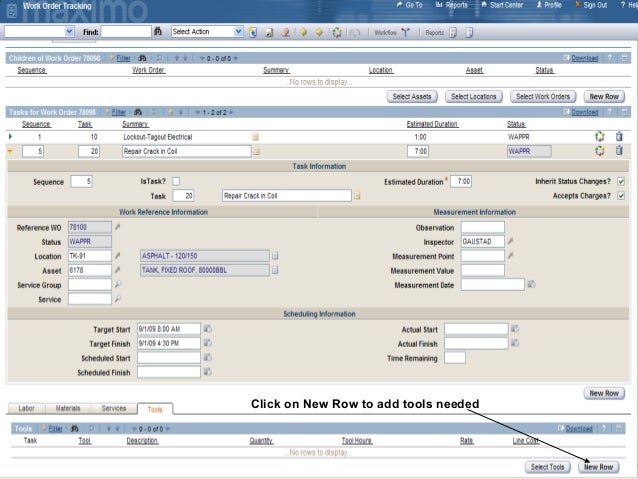 Create A New Work Order In Ibm Maximo