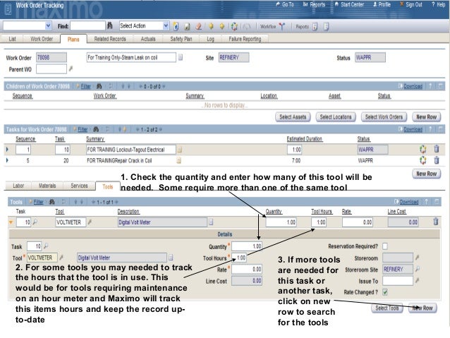 Create A New Work Order In Ibm Maximo