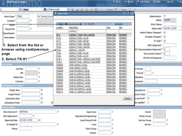 Create a new work order in Ibm Maximo