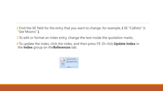 Create an index and update an index in word | PPTX